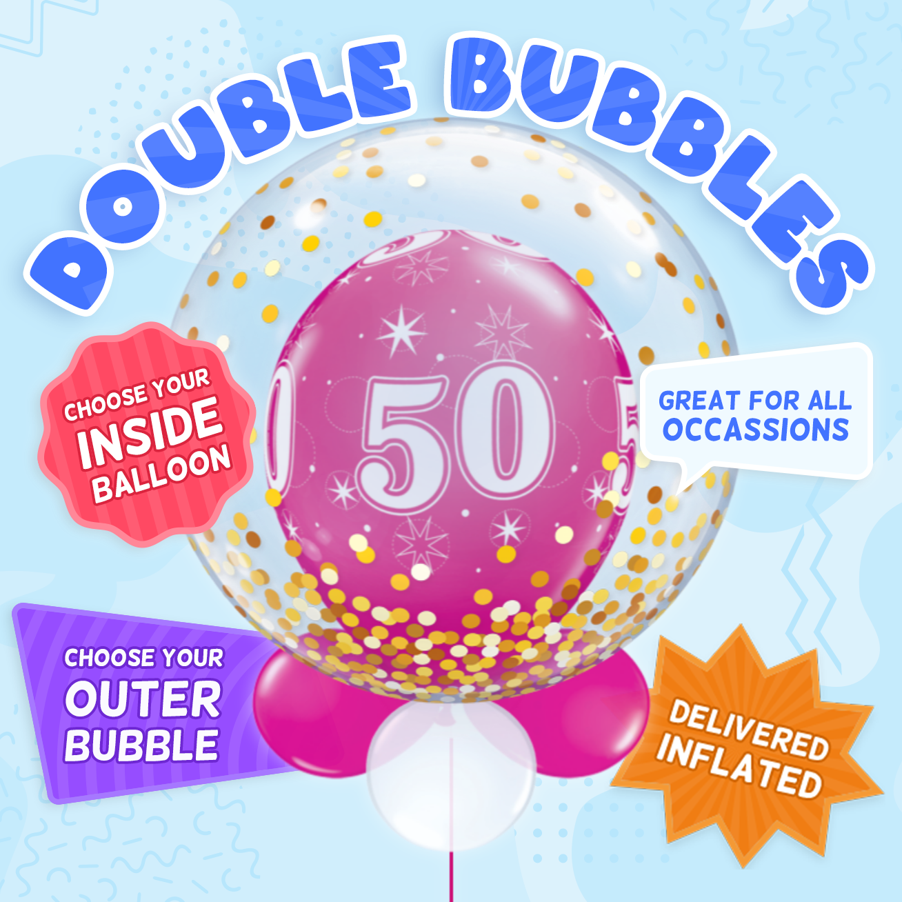 50th Birthday Balloons - Helium Balloon Gift Delivery UK
